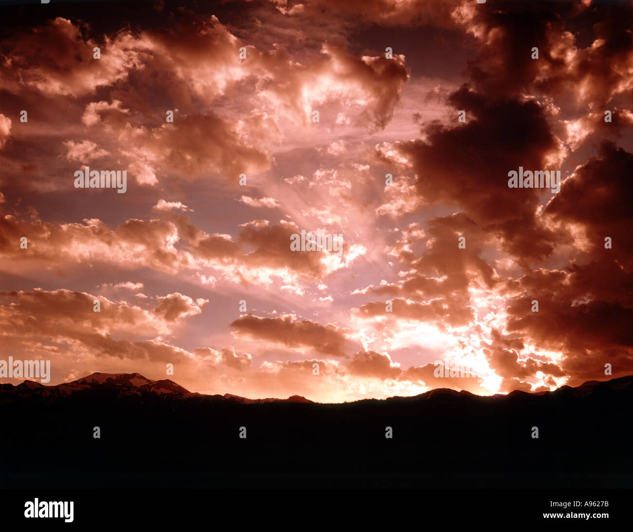 Sunset sky with sun below the horizon Stock Photo - Alamy