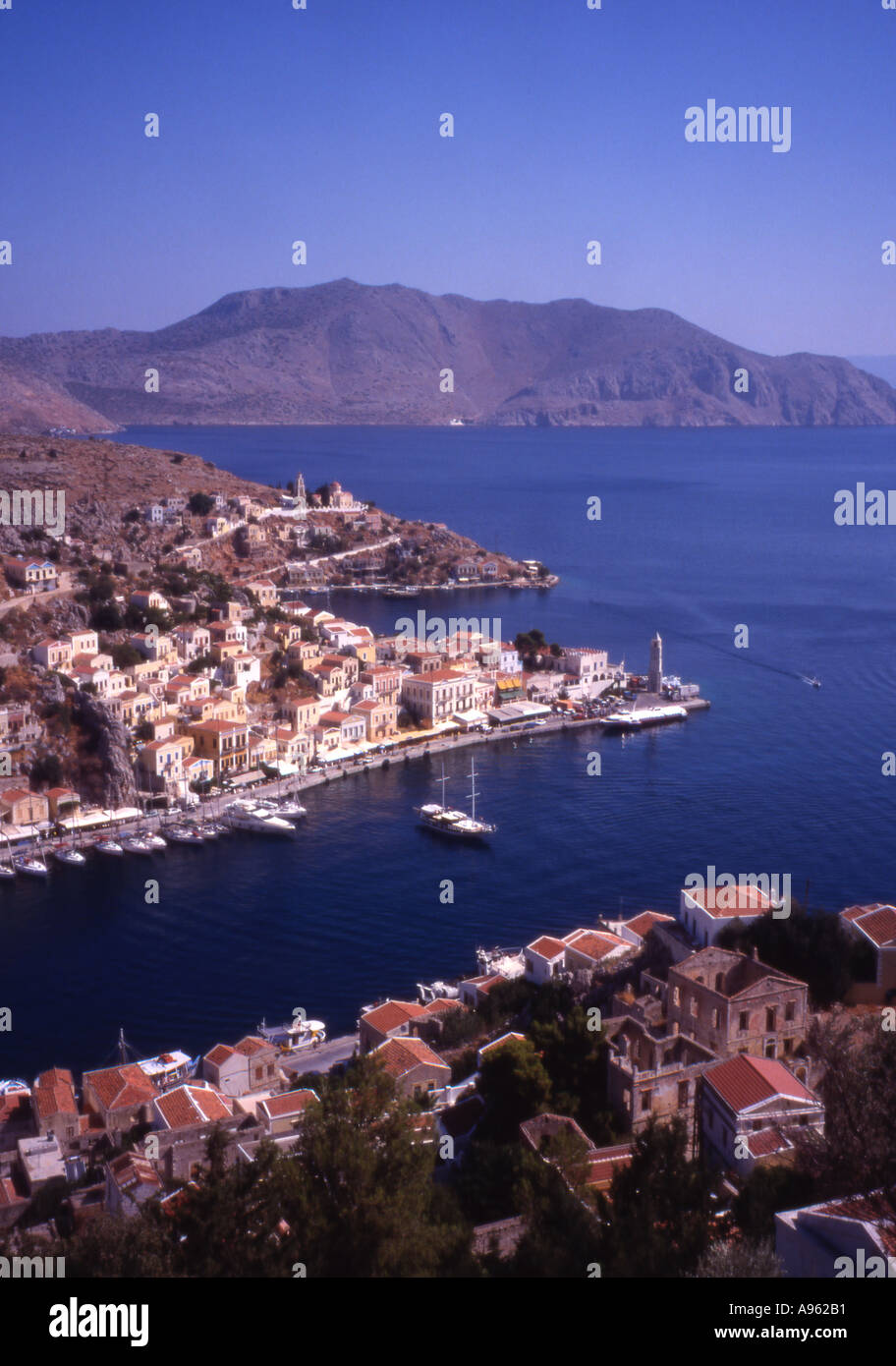An aerial view of Symi Town Greece Stock Photo - Alamy