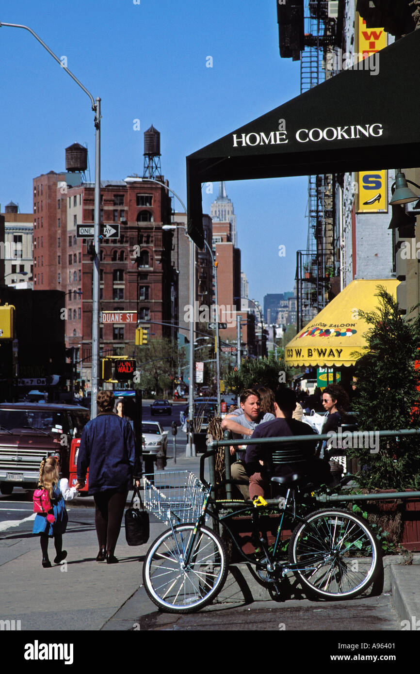New York NY Sidewalk Scene And Outside Cafe Dining On W Broadway At ...