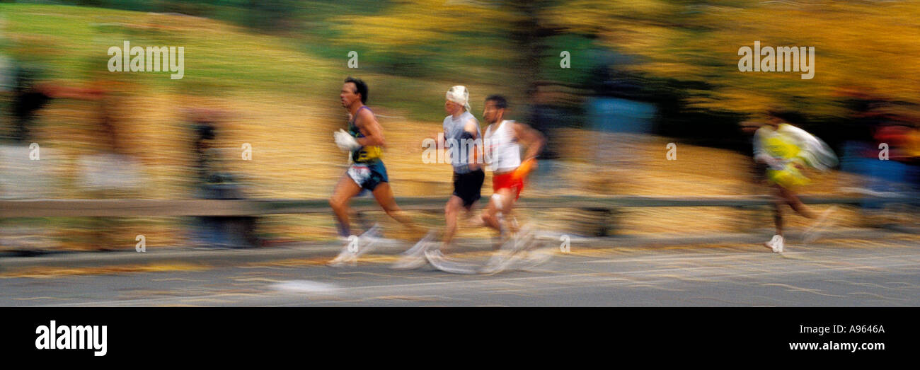 Runners In New York City Marathon Race Nearing Finish Line In Central ...