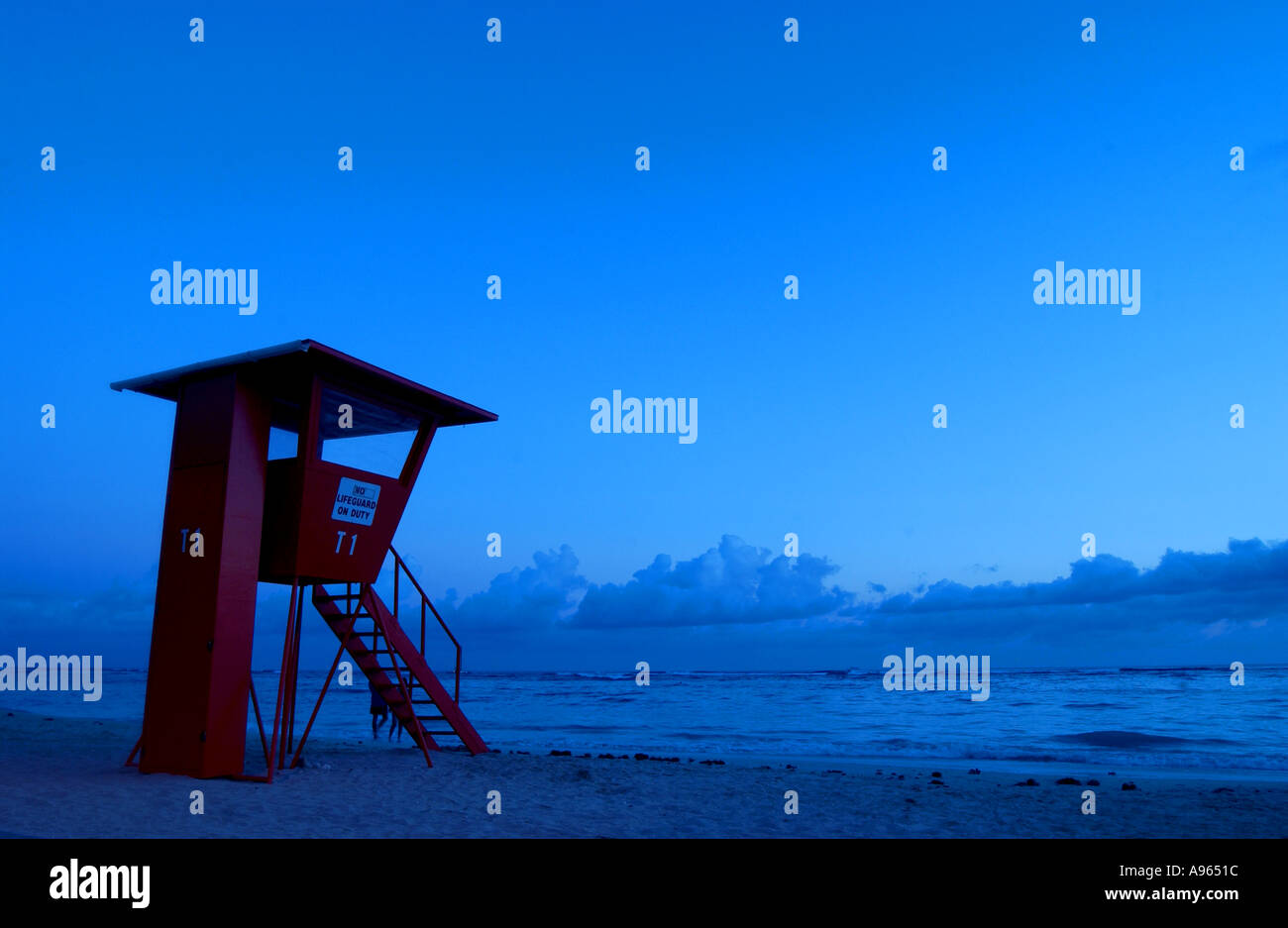Color horizontal image of lifeguard tower on beach in Hawaii Stock ...