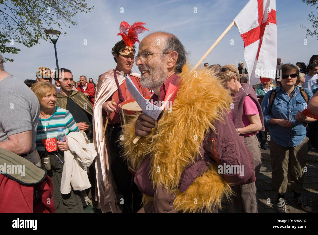 Man with St George flag at Shakespeare's Birthday celebration outside ...