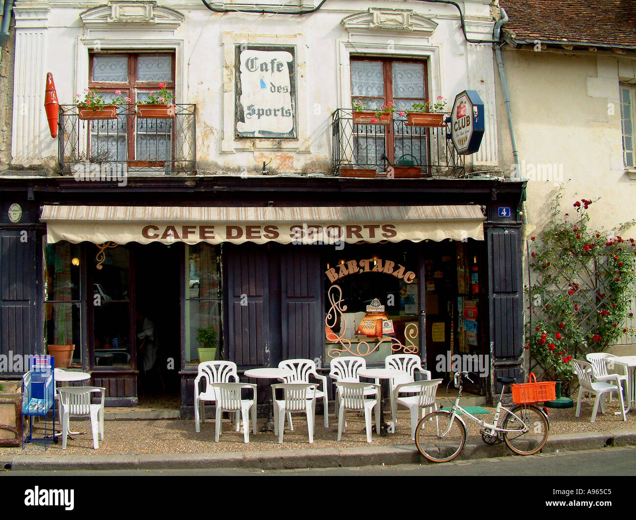 Typical French Cafe in the town of Richelieu Touraine Region France ...