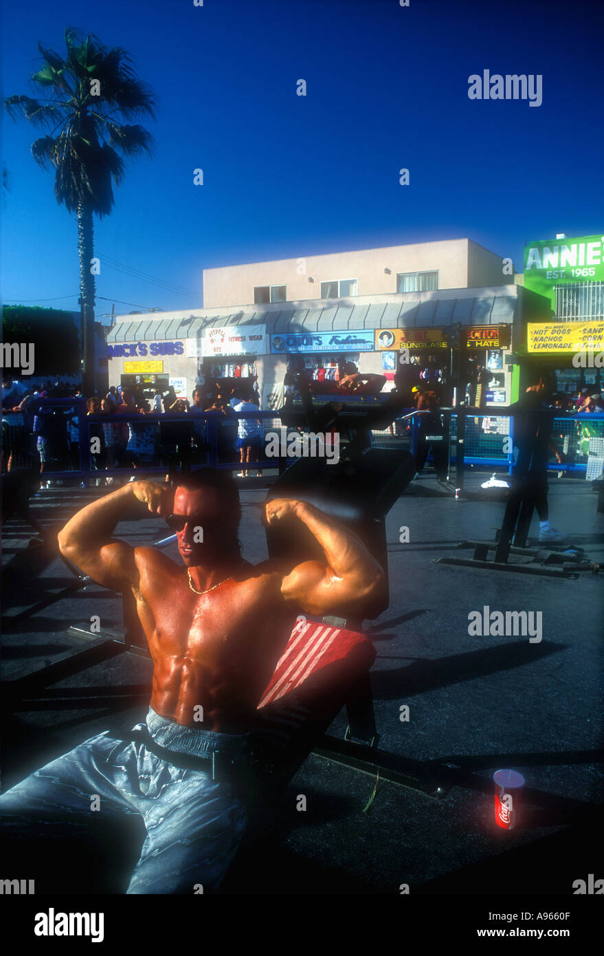 Man exercising beach muscles hi-res stock photography and images - Alamy