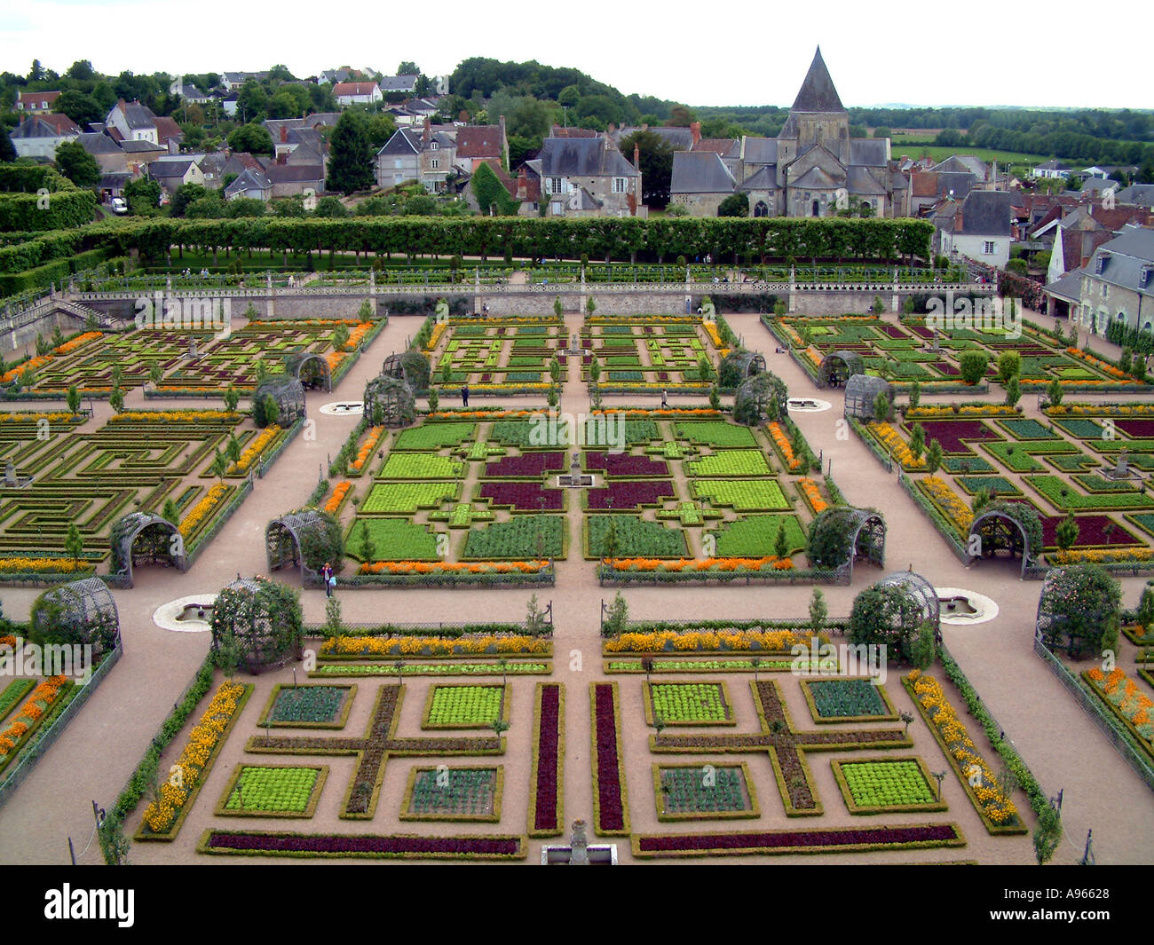 The gardens of the Chateau de Villandry in the Touraine Region of ...