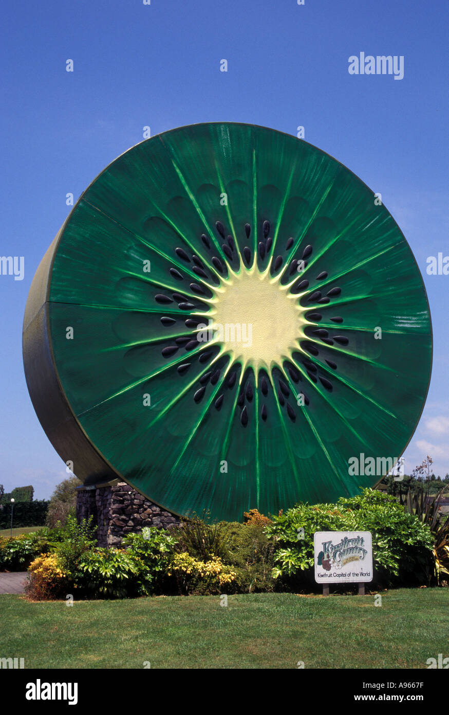 New Zealand Te Puke Kiwi Fruit Country sign Stock Photo - Alamy