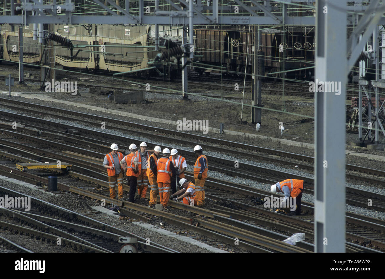Network Rail track workers at Rugby, Warwickshire, England, UK Stock ...