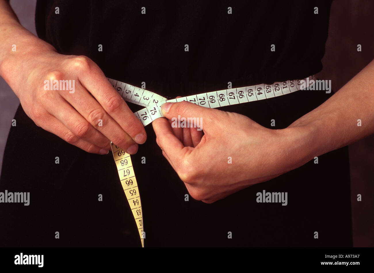 Caucasian woman measuring waist hi-res stock photography and images - Alamy