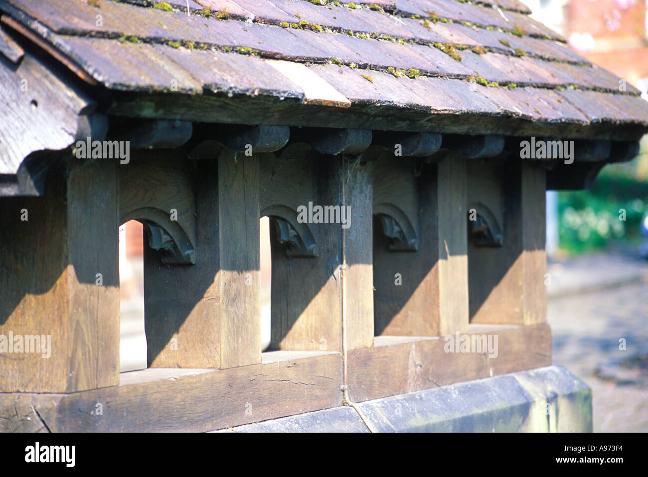 Roof and eaves detail of Lych Gate Saint Marys Radcliffe Bury Greater ...