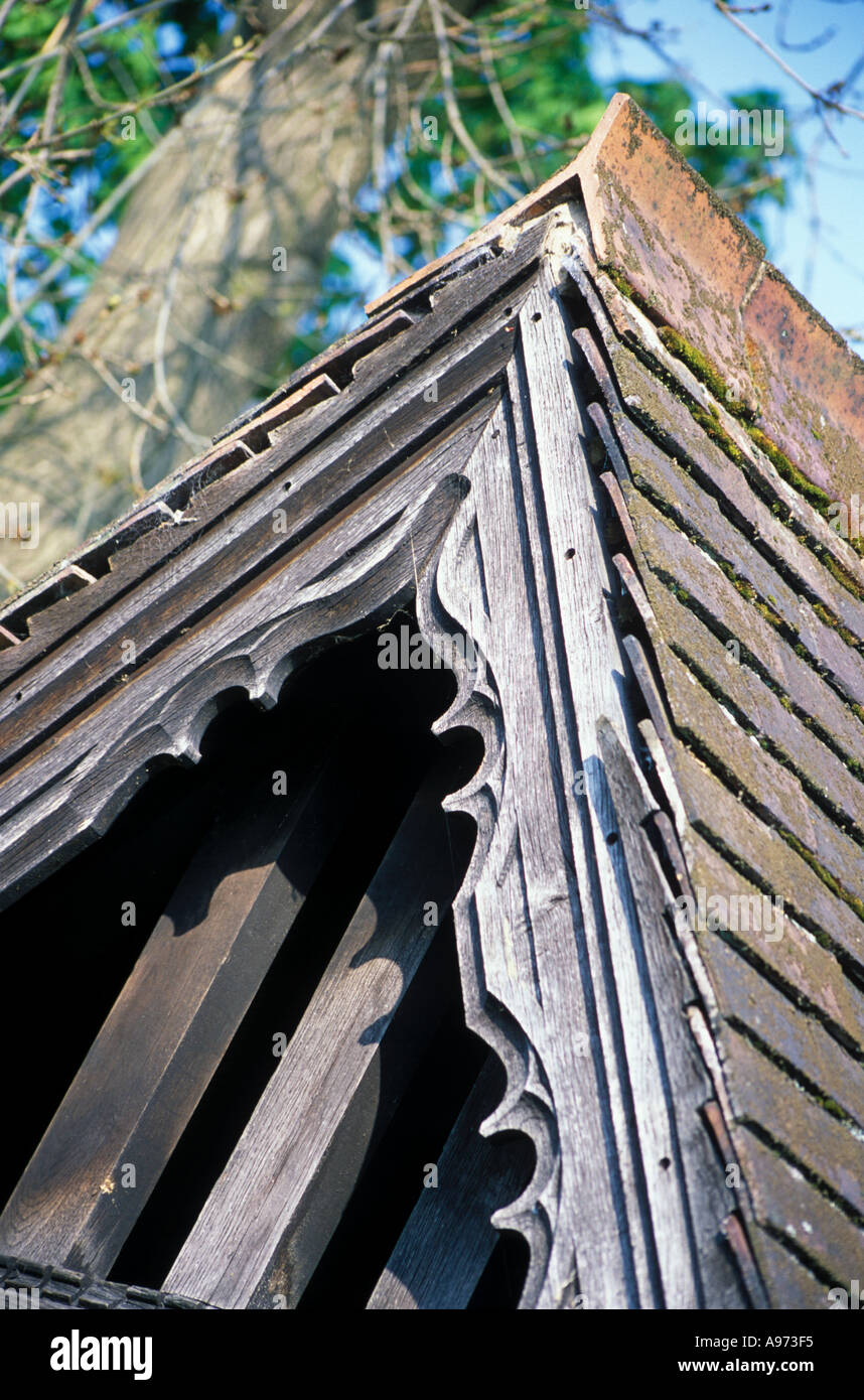 Victorian gothic gable detail to Lych Gate Saint Marys Radcliffe Bury ...