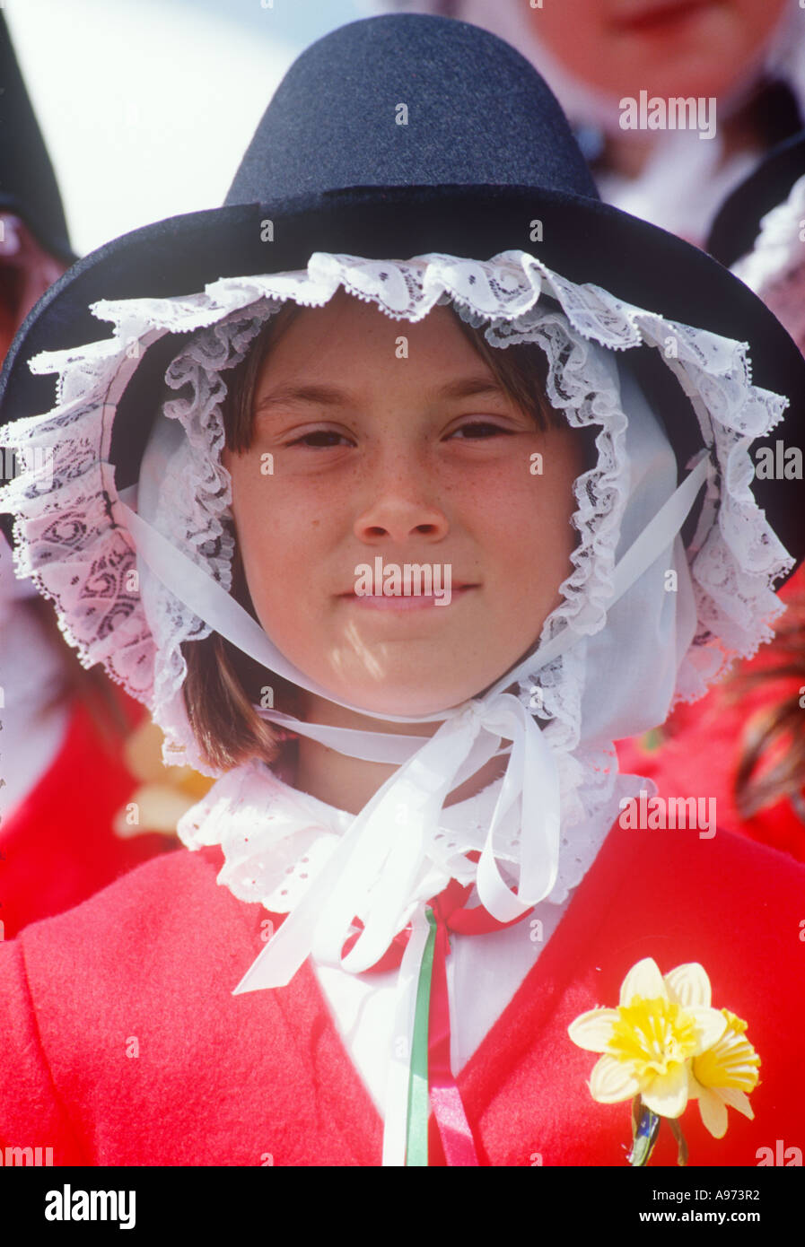 Girl in Welsh National Costume Welsh Culture Lifestyle Wales Stock ...