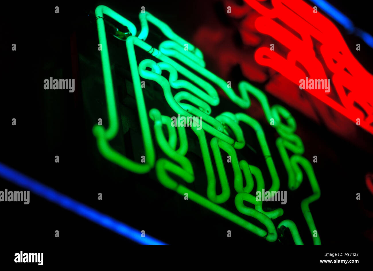 Green Neon sign Stock Photo - Alamy