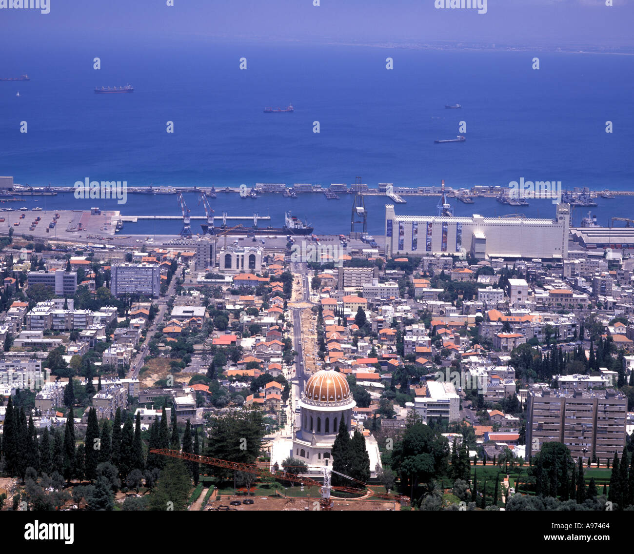 View overlooking the Port of Haifa in Israel Stock Photo - Alamy