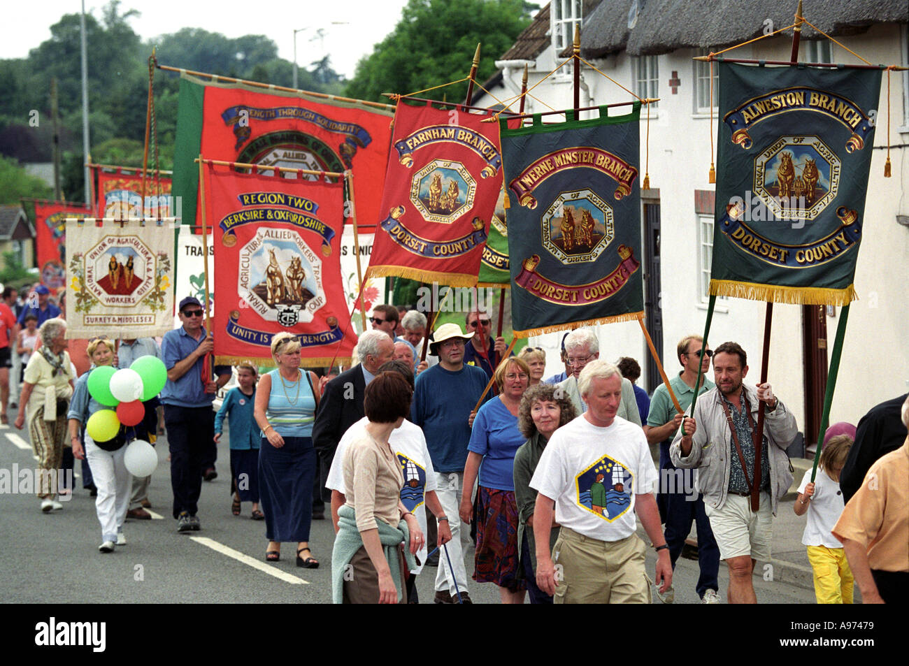 Tolpuddle Martyrs Trade Union Rally parade, Tolpuddle, Dorset, Britain ...