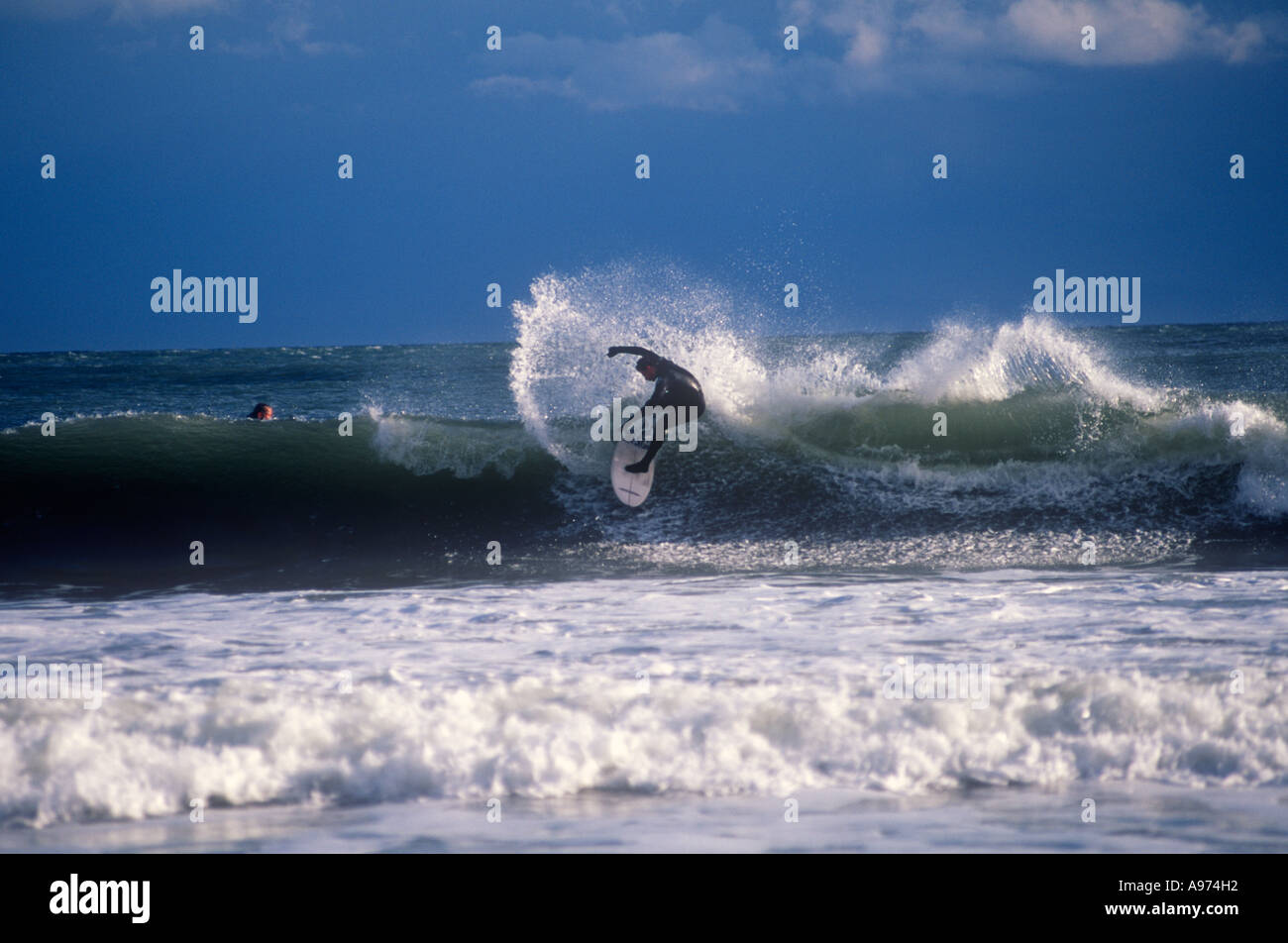 Surfing Langland Bay Gower South Wales Stock Photo - Alamy