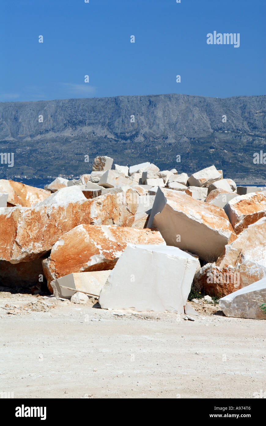 Quarry on Brac island, Croatia, famous for it's white stone Stock Photo ...