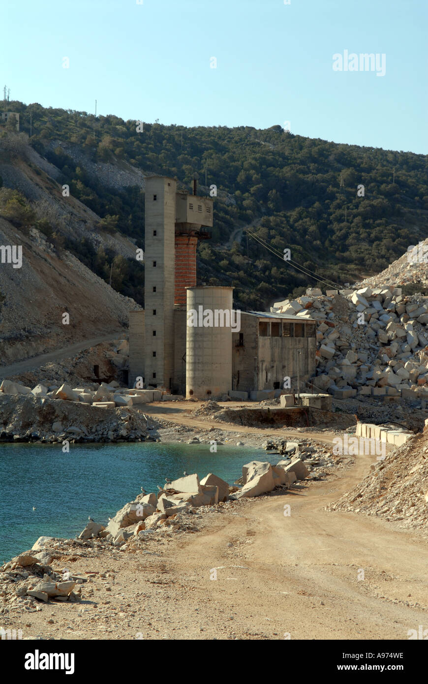 Quarry on Brac island, Croatia, famous for it's white stone Stock Photo ...