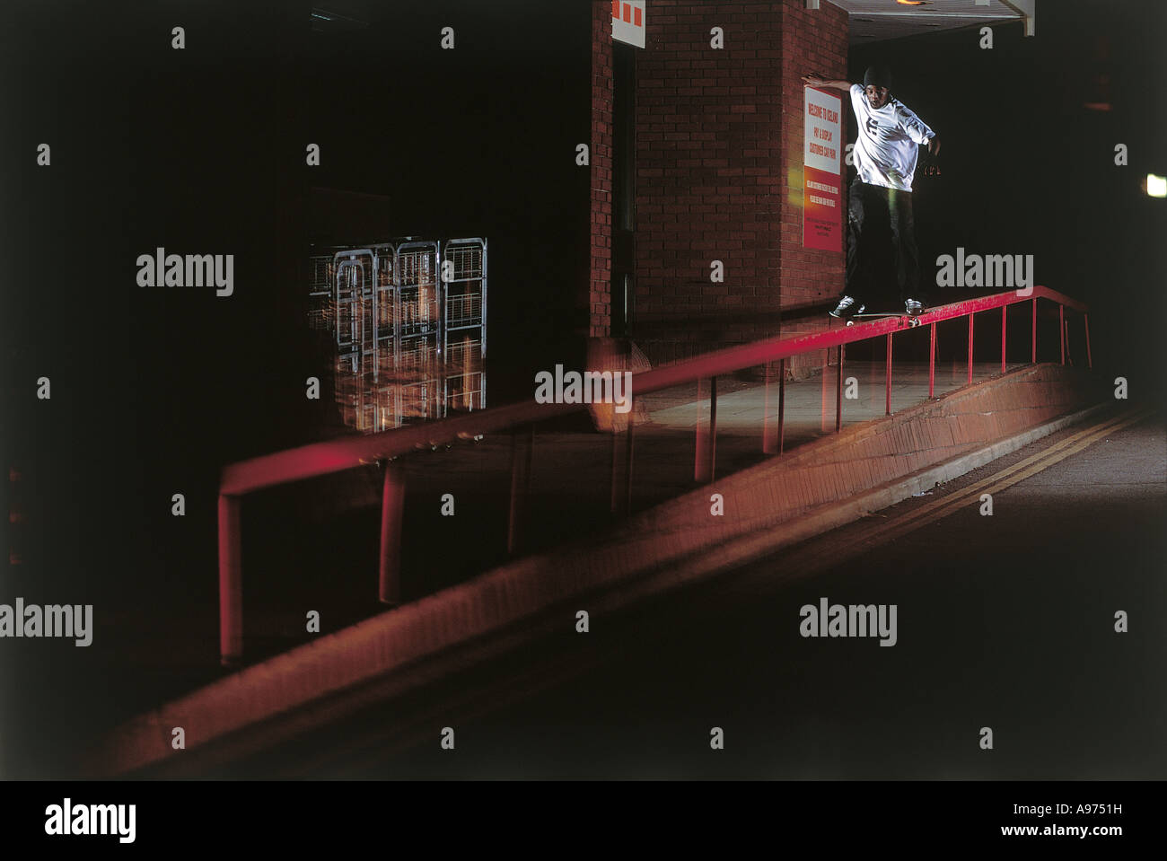 Rodney Clark Performs Boardslide Stock Photo - Alamy