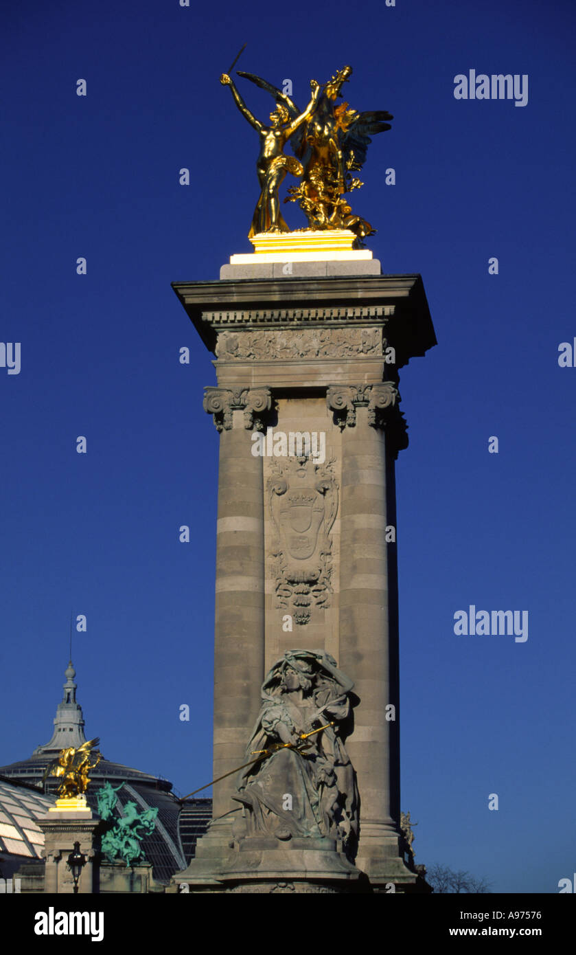 Gold statue in Paris France Stock Photo - Alamy