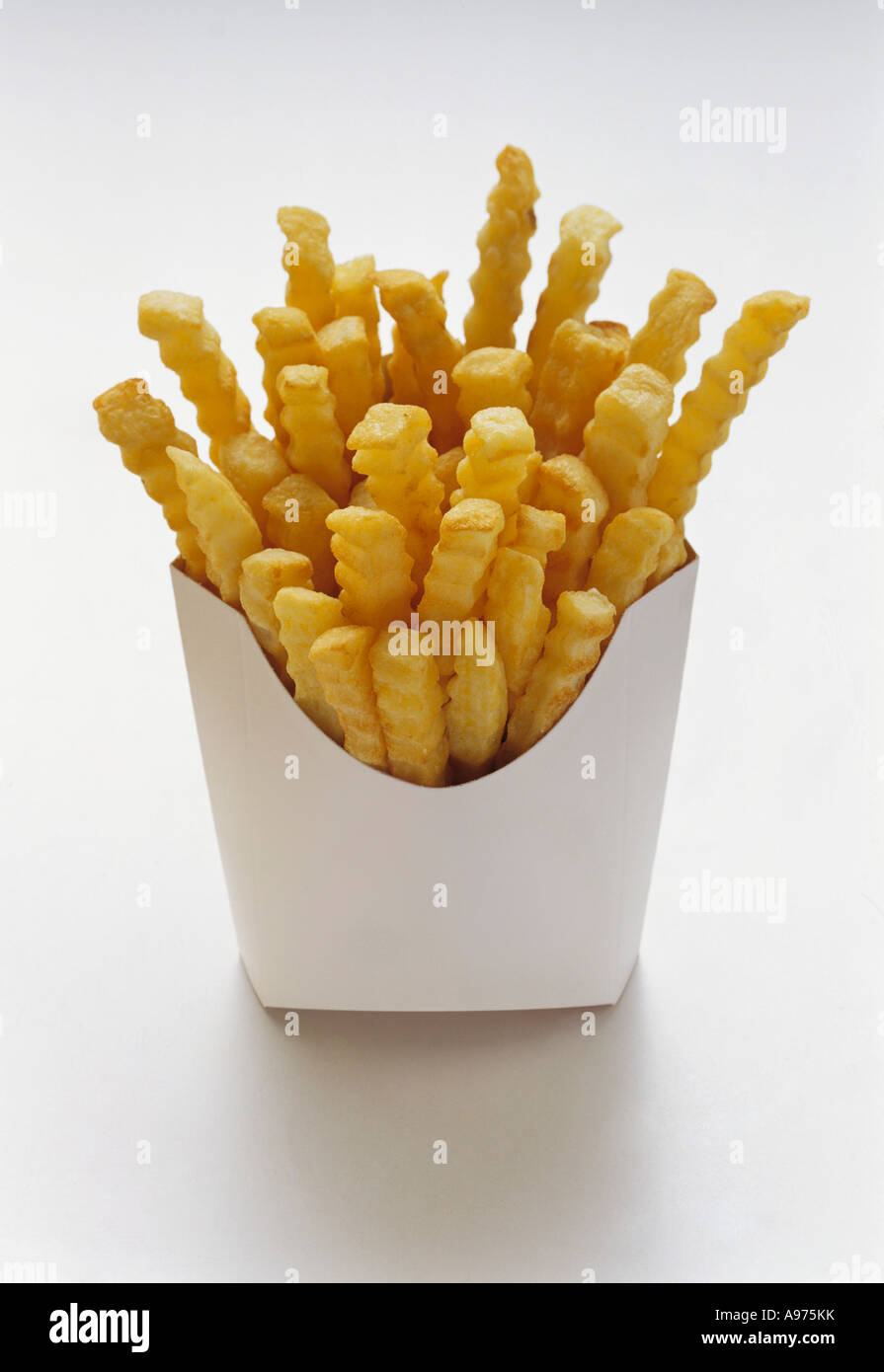 Crinkle Cut French Fries in a White Box FoodCollection Stock Photo - Alamy