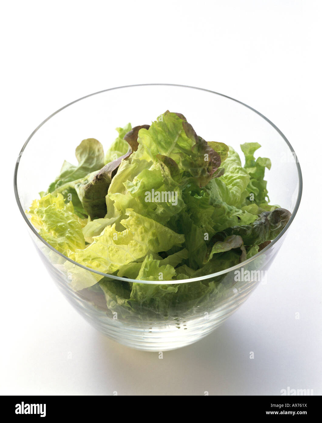 Mixed Lettuce in a Glass Salad Bowl FoodCollection Stock Photo - Alamy