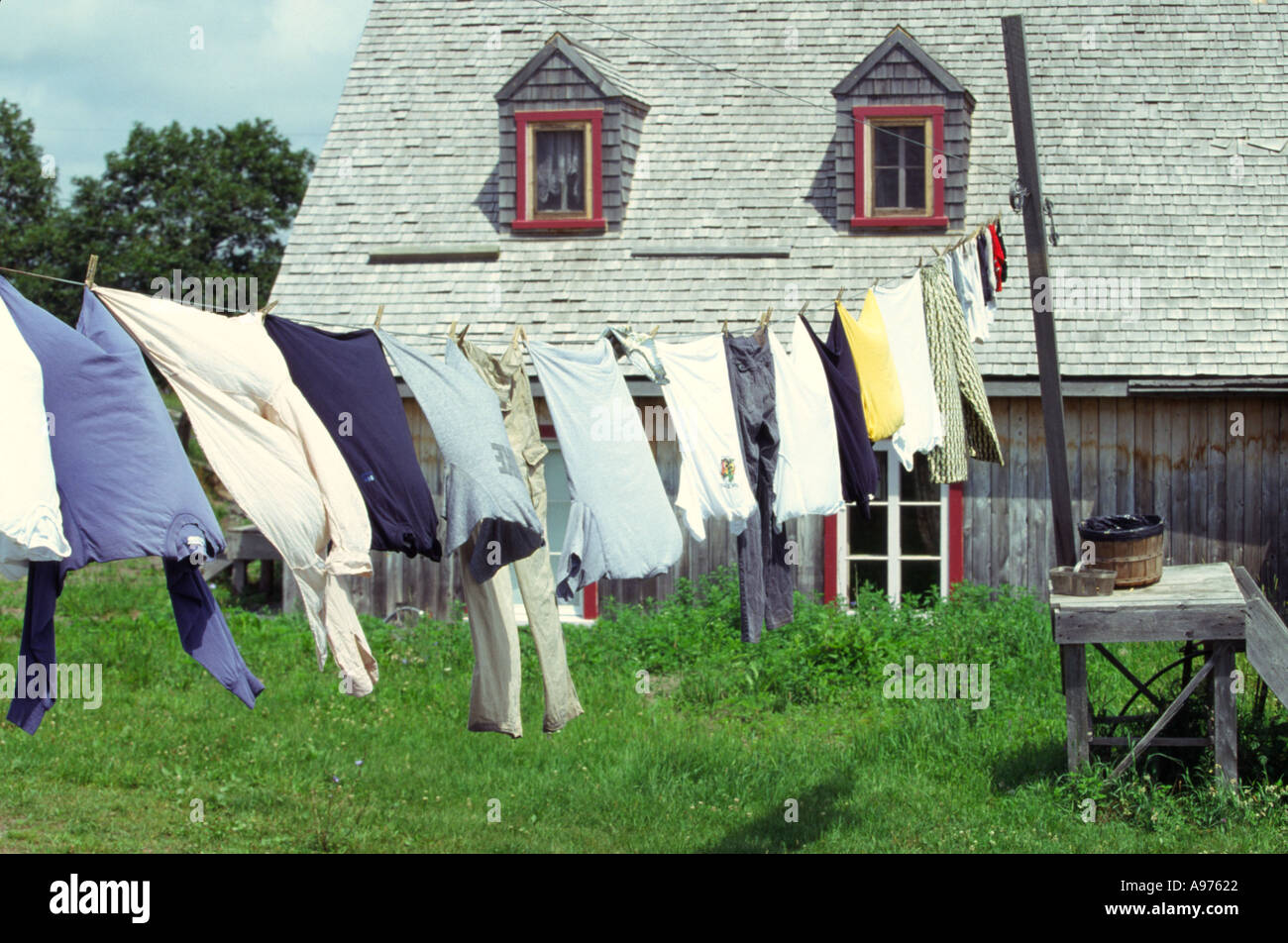 Clothes on a clothesline Stock Photo - Alamy