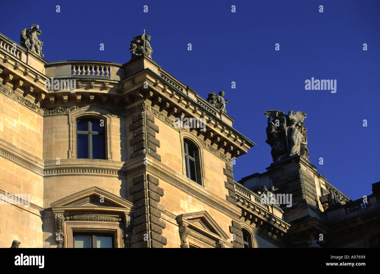 front facade of museum du Louvre Paris France Stock Photo - Alamy