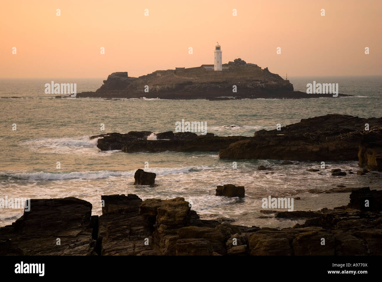 Godrevy Lighthouse Godrevy Island St Ives Cornwall England Stock Photo ...