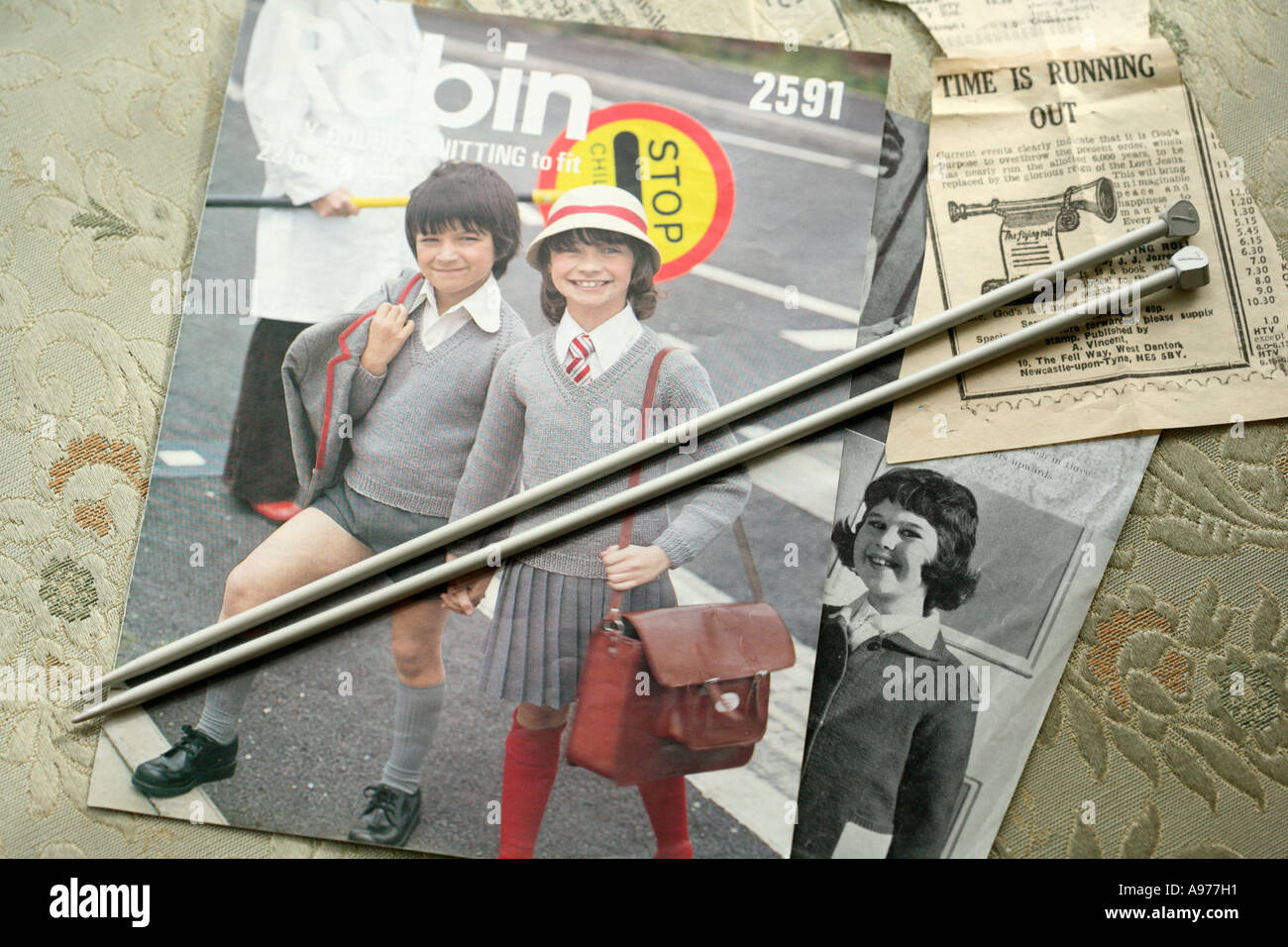 Old knitting patterns with knitting needles on top 1950s 1960s 1970s ...