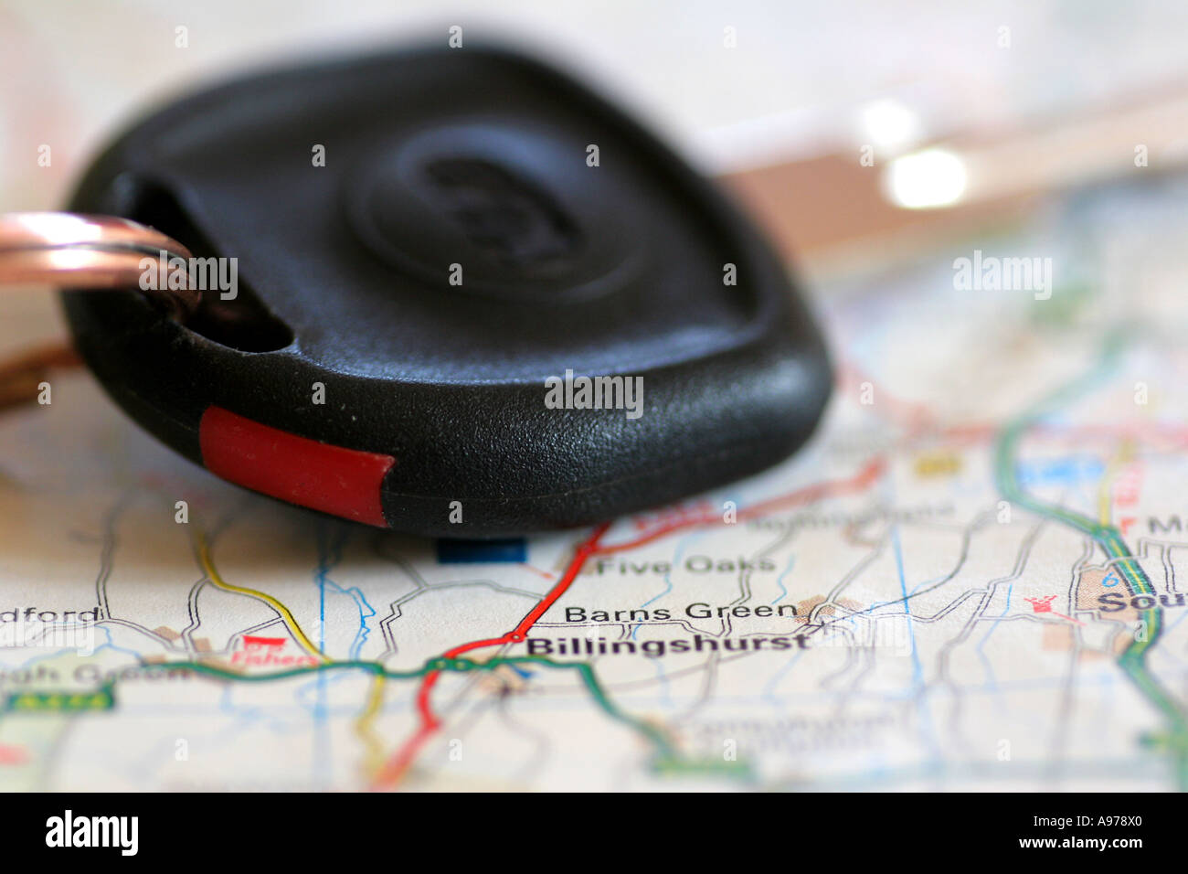 car key on road map Stock Photo - Alamy