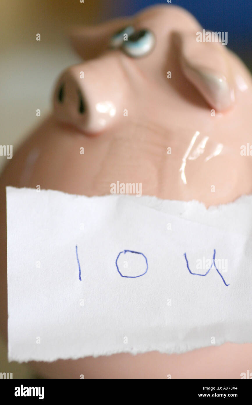 IOU note on piggy bank Stock Photo - Alamy