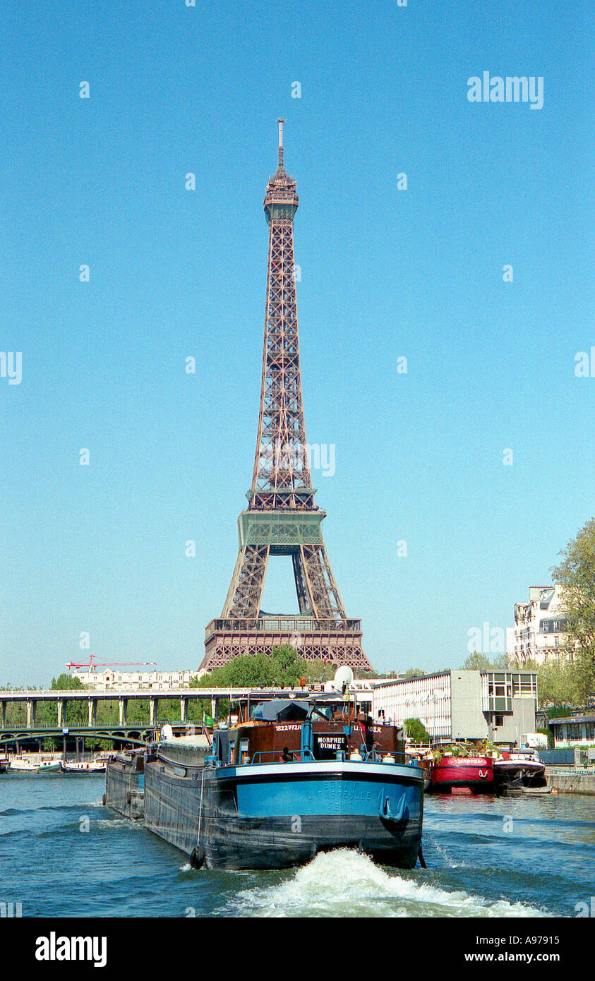 Eiffel Tower and River Barge Paris France Stock Photo - Alamy