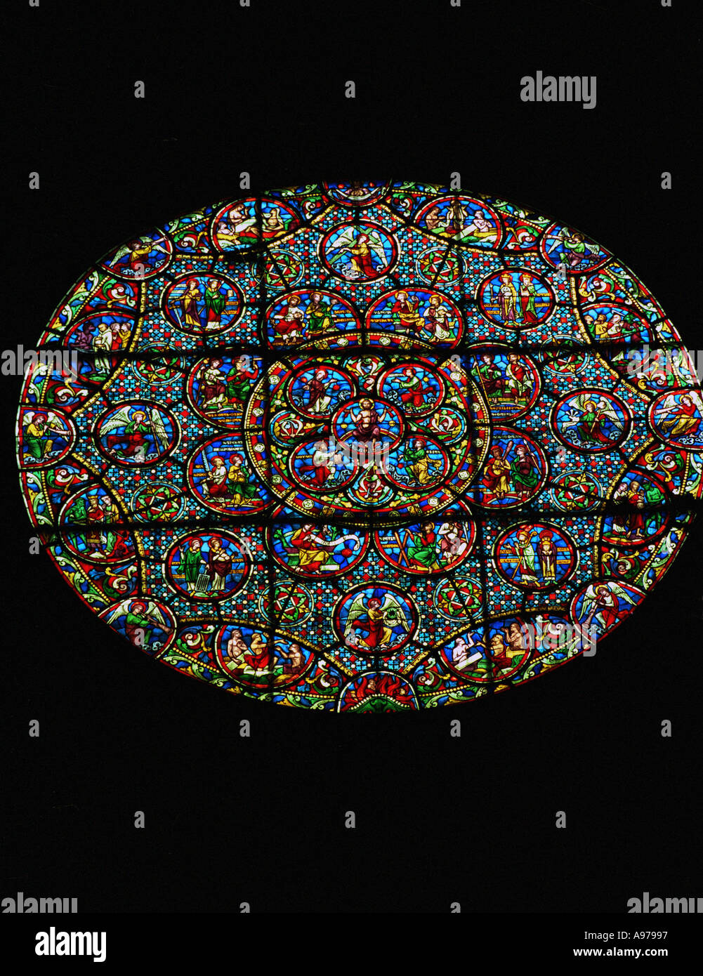 Round stained glass window, France Stock Photo - Alamy