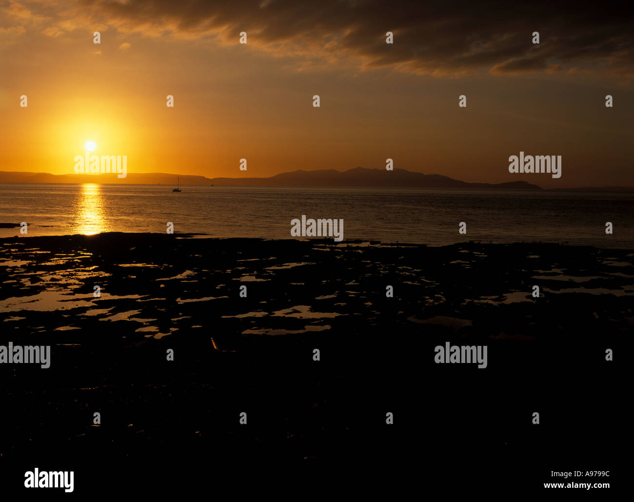 isle of arran from troon harbour Stock Photo - Alamy