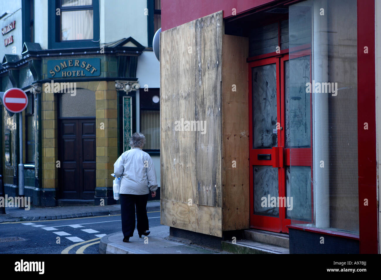 Boarded Up shops and Urban Decay Abertillery Stock Photo - Alamy