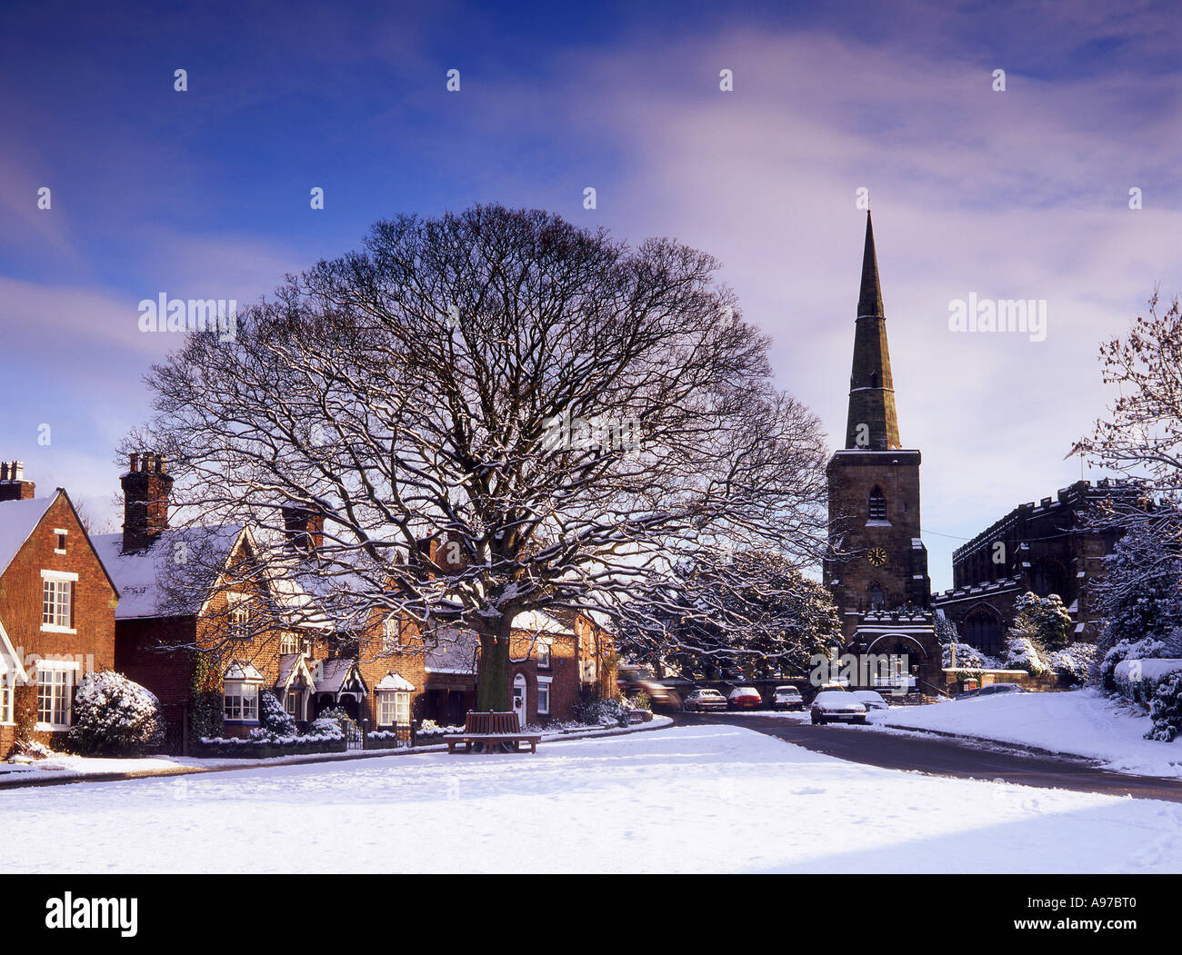 Village of Astbury in Winter, Near Congleton, Cheshire, England, UK ...