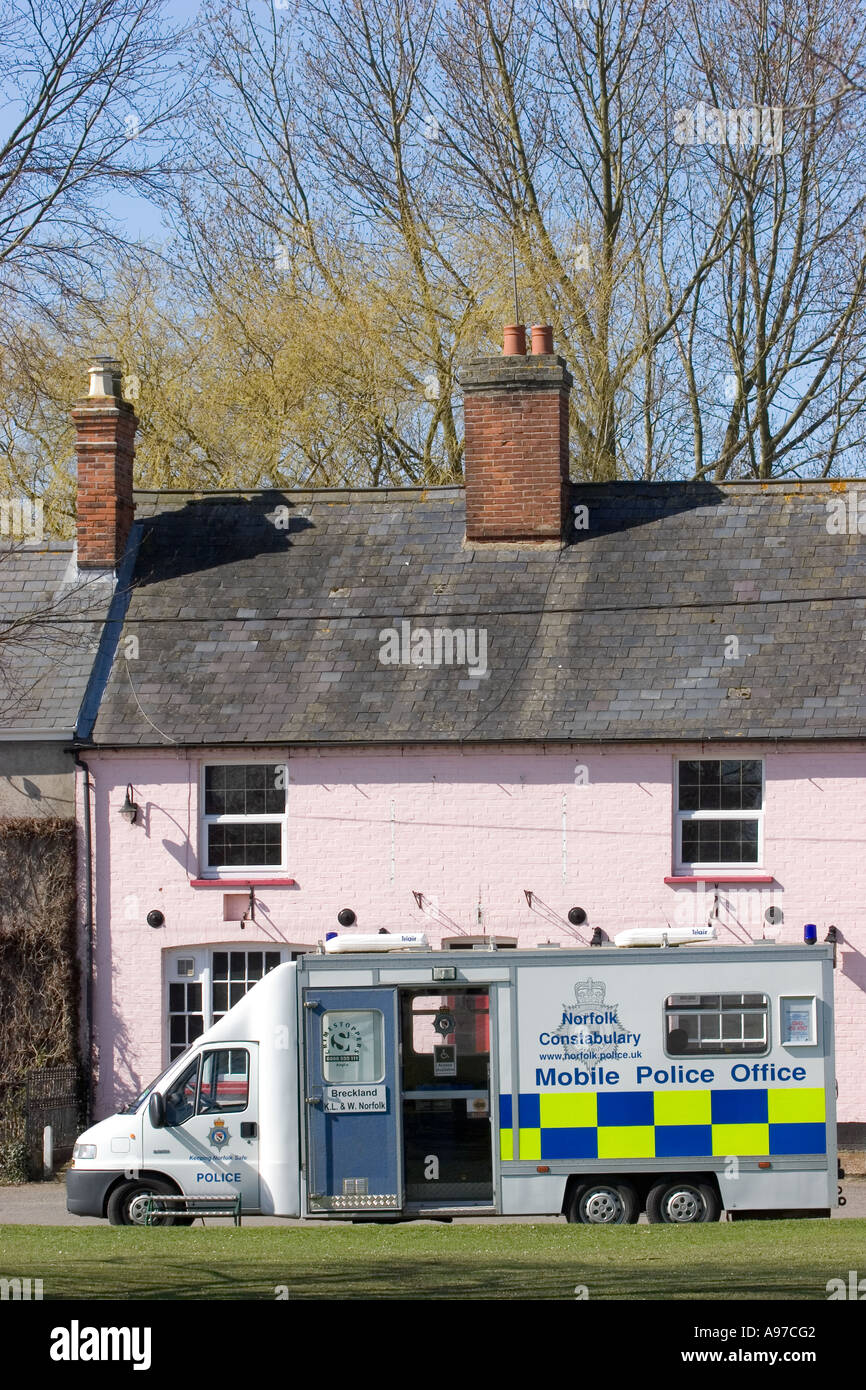 Great Massingham village, Suffolk, mobile Police van Stock Photo - Alamy