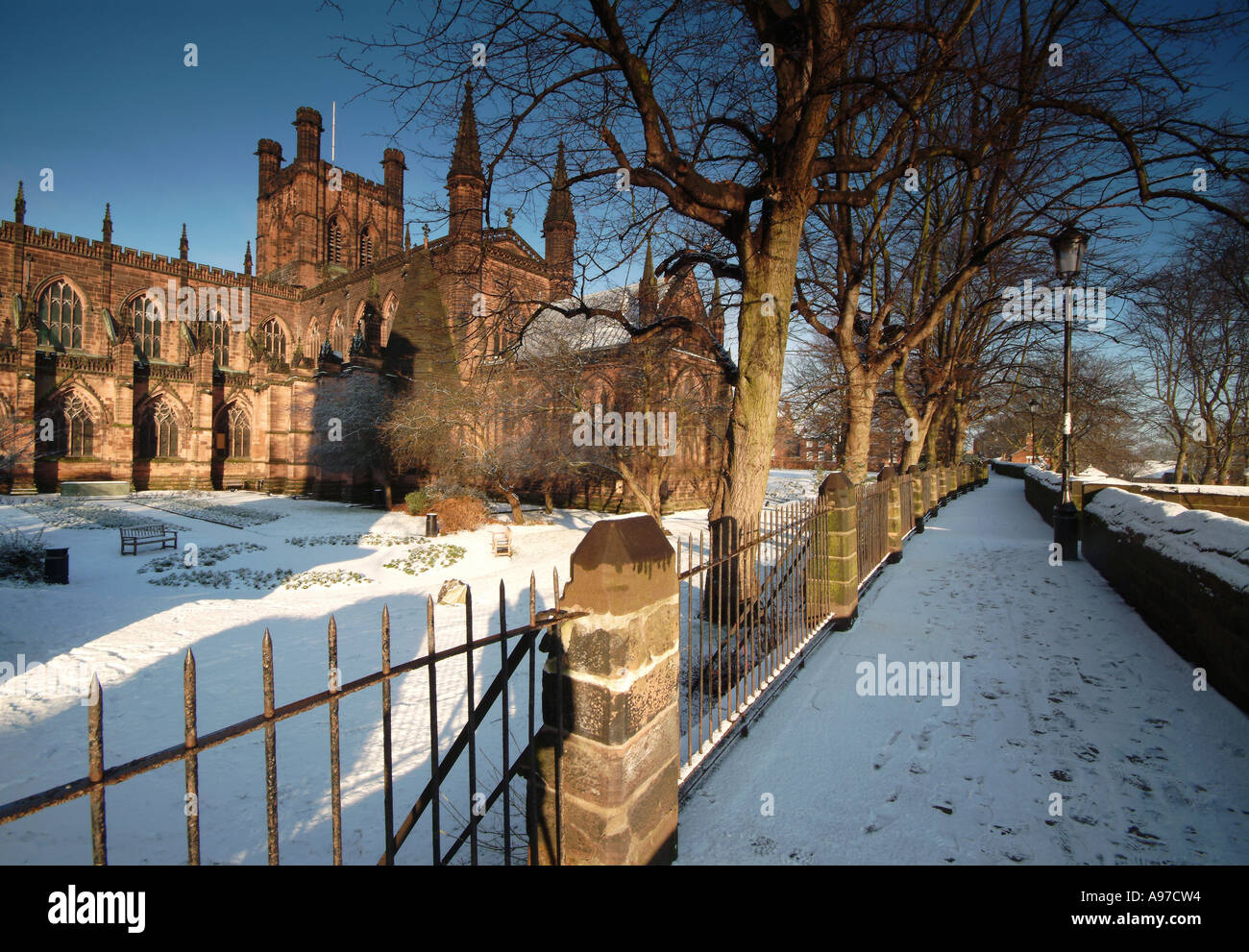 Chester Cathedral From the City Walls on a Winters Day, Chester ...