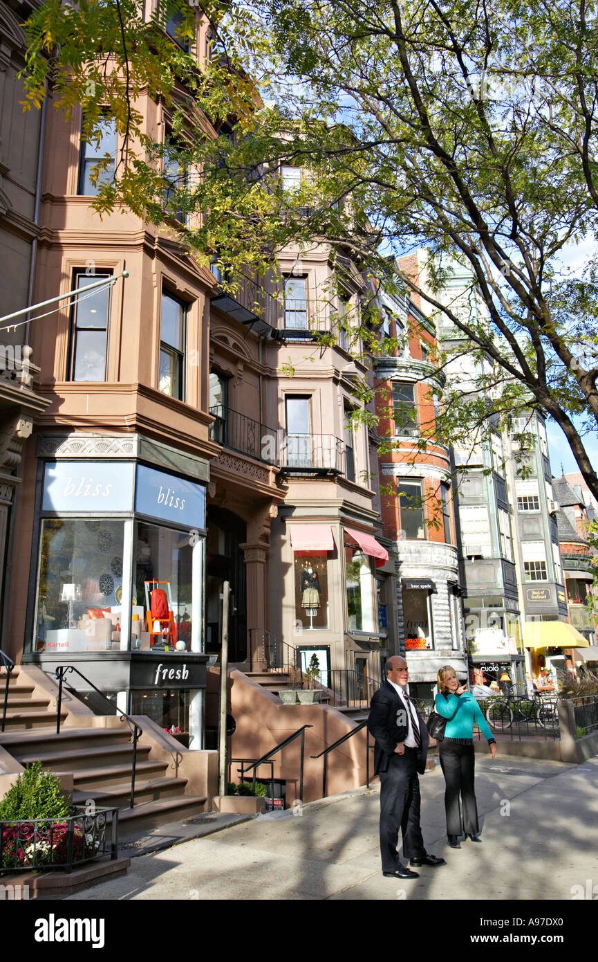 MASSACHUSETTS Boston Newbury Street shopping district in Back Bay ...