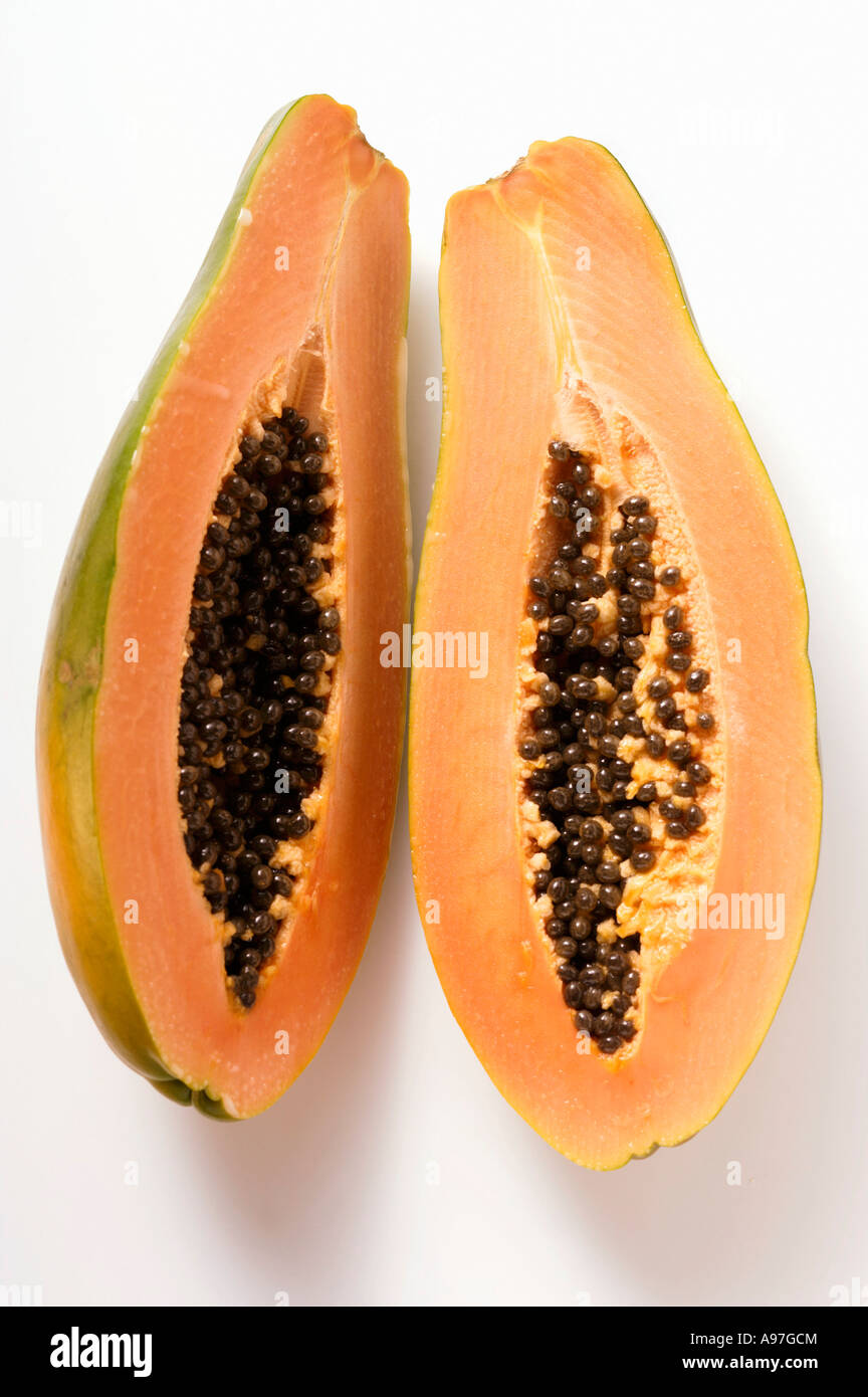 Papaya halved FoodCollection Stock Photo - Alamy