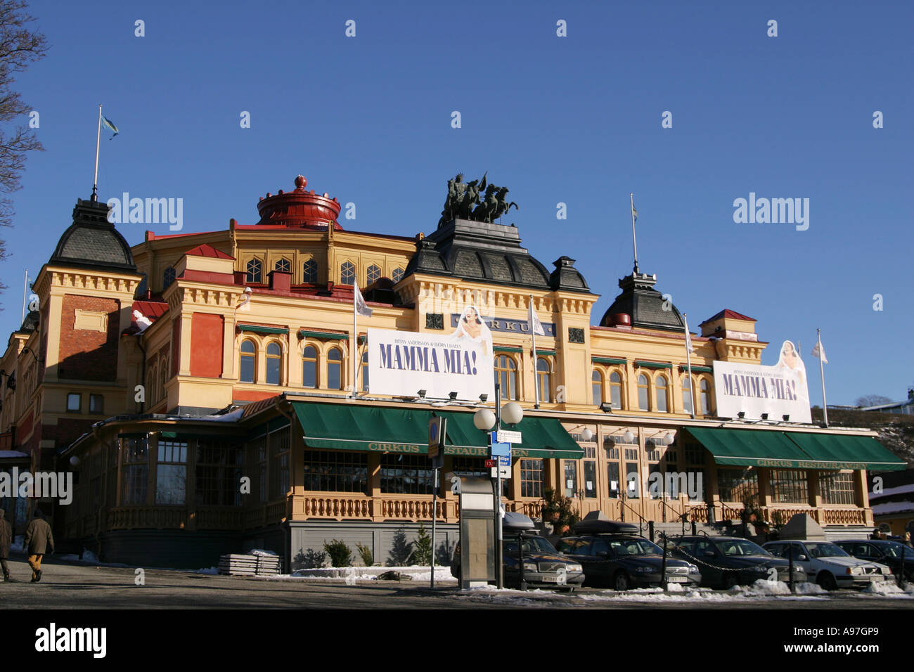 The Cirkus, a theatre in Stockholm, Sweden, whith big signs for the ...