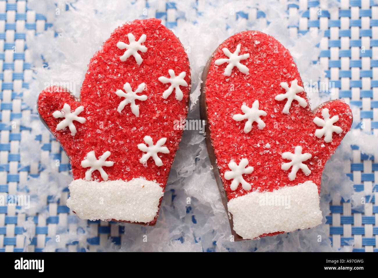 Decorated chocolate mittens for Christmas FoodCollection Stock Photo ...