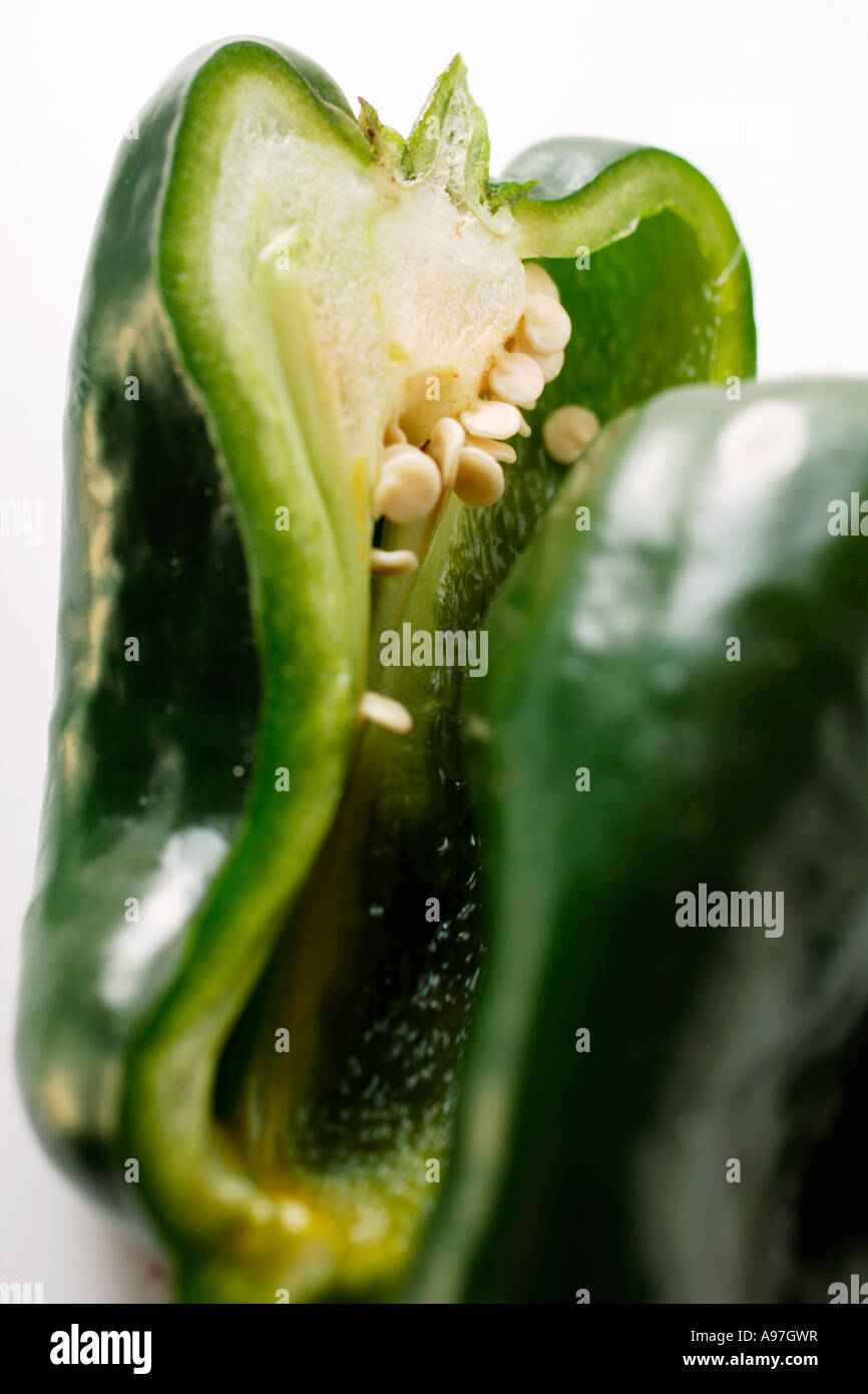 Green pepper Poblano from Mexico halved FoodCollection Stock Photo - Alamy