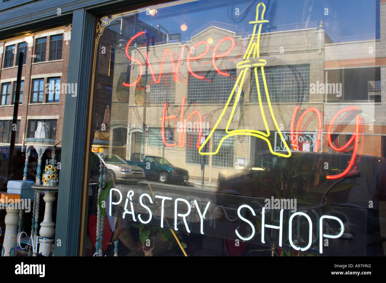 ILLINOIS Chicago Sweet Thang bakery store window neon sign Bucktown ...