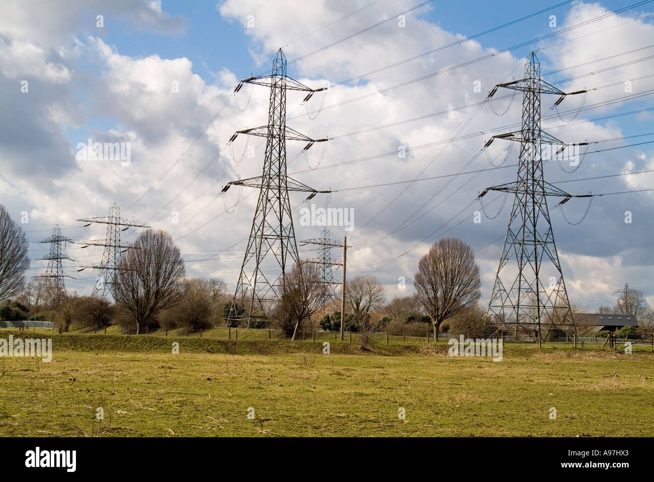 Power Carrying Electricity Pylons in the UK Stock Photo - Alamy