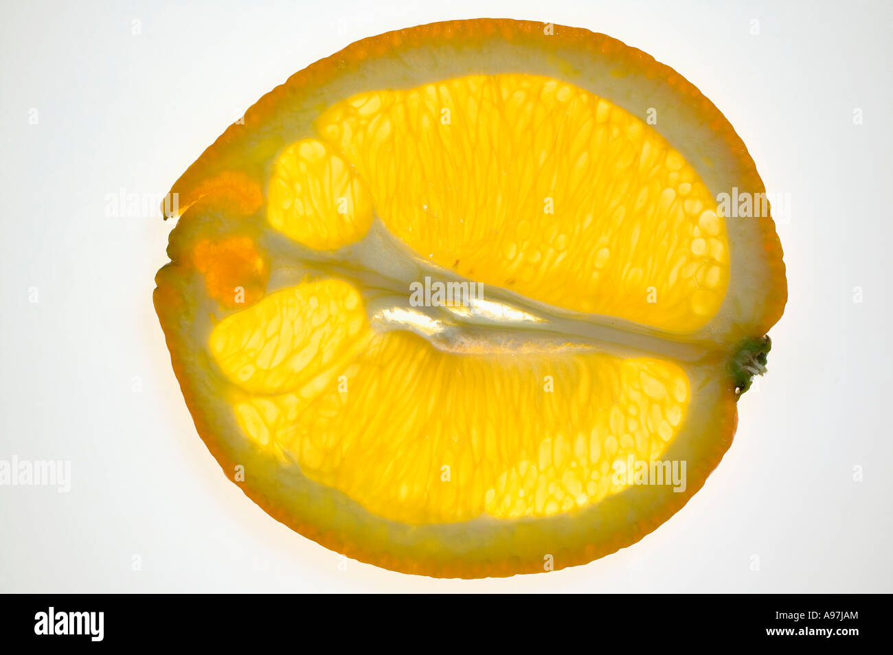 Orange lengthwise slice backlit FoodCollection Stock Photo - Alamy
