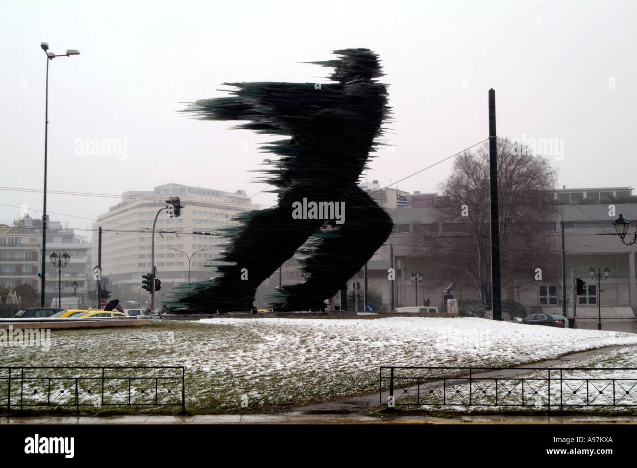 Glass sculpture of a man named The Runner by Kostas Varotsos Stock ...