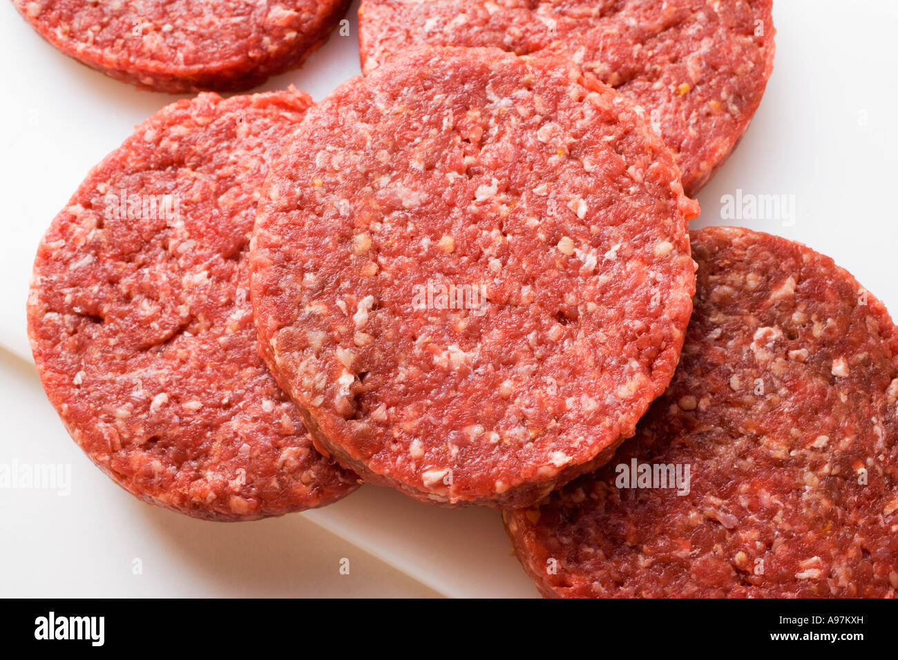 Raw burgers on chopping board FoodCollection Stock Photo - Alamy