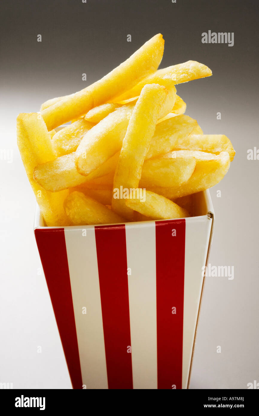 Chips in striped box FoodCollection Stock Photo - Alamy
