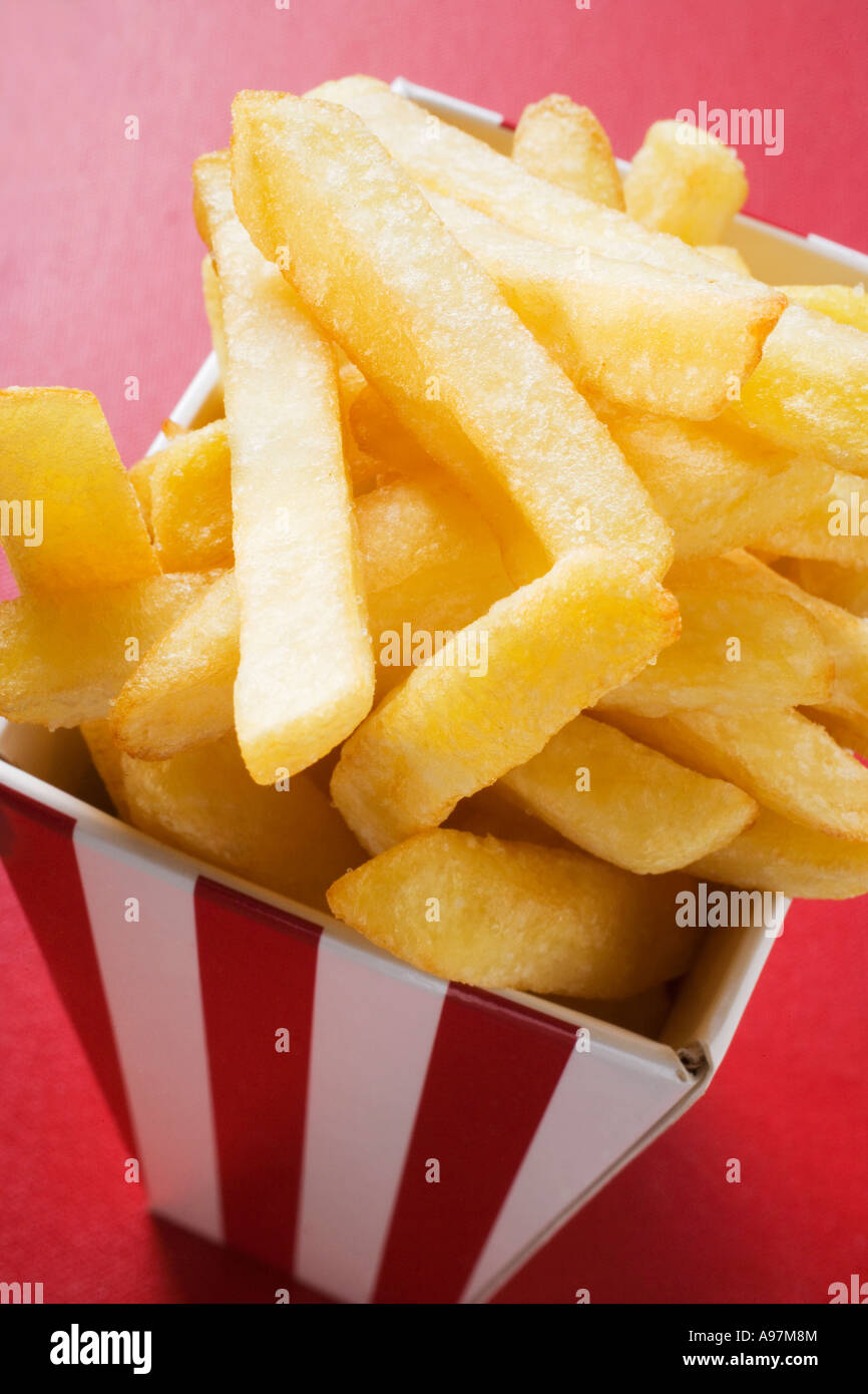 Chips in striped box FoodCollection Stock Photo - Alamy